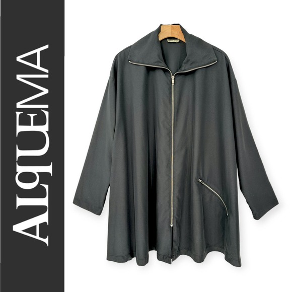 Alquema | Jackets & Coats | Alquema One Size Black Oversized Exposed ...